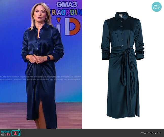 WornOnTV: Amy’s navy knotted shirtdress on Good Morning America | Amy ...