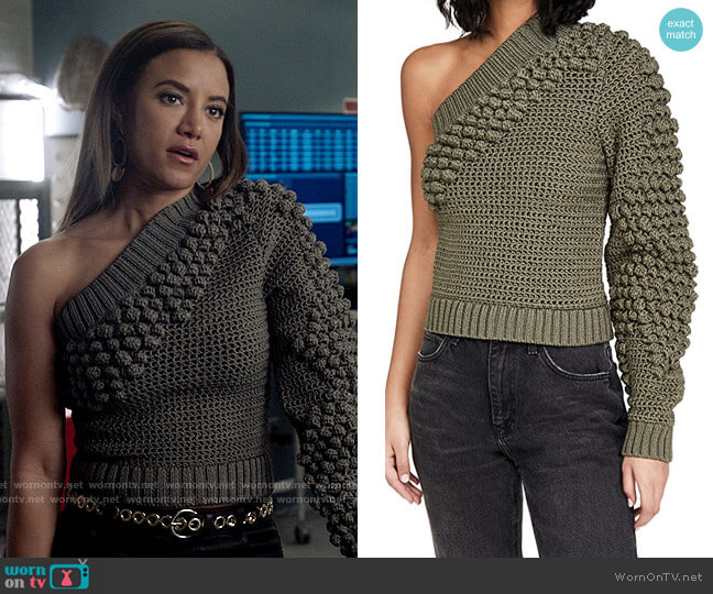 WornOnTV: Maria’s one-shoulder pom pom sweater on Roswell New Mexico ...