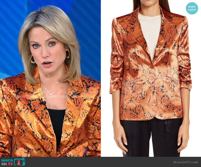 WornOnTV: Amy’s orange paisley blazer on Good Morning America | Amy ...