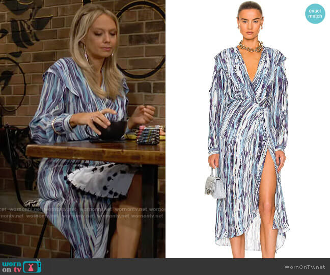 WornOnTV: Abby’s blue brushstroke print wrap dress on The Young and the Restless | Melissa ...