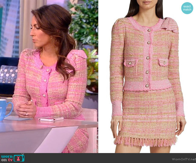 WornOnTV: Alyssa’s pink tweed cardigan and skirt on The View | Alyssa ...