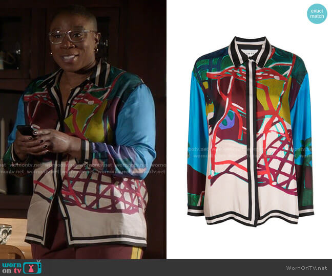 WornOnTV: Hen’s mixed print satin shirt on 9-1-1 | Aisha Hinds ...