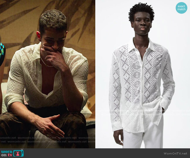 WornOnTV: Patrick’s white crochet knit shirt on Elite | Manu Rios ...