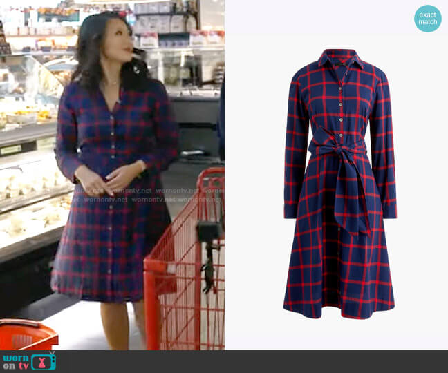 WornOnTV: Nancy Chen’s blue and red checked shirtdress on CBS Mornings ...