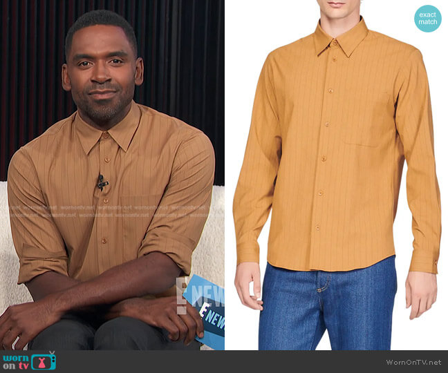WornOnTV: Justin’s beige pinstripe shirt on E! News | Justin Sylvester ...