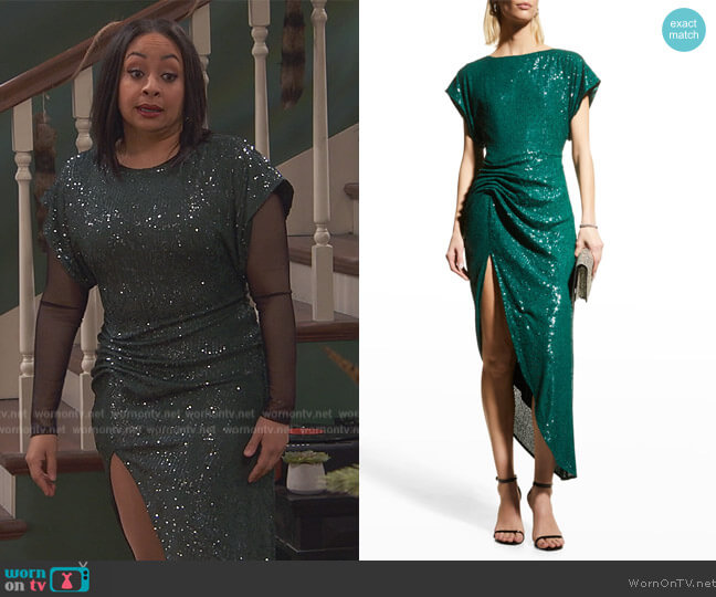 WornOnTV: Raven’s green metallic gathered dress on Ravens Home | Raven ...