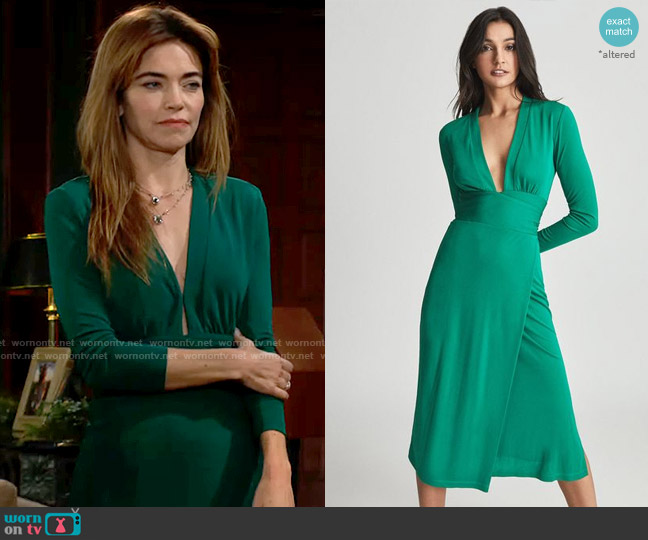 WornOnTV: Victoria’s green deep v-neck dress on The Young and the ...