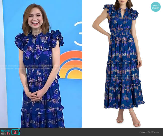 WornOnTV: Ellie Kemper’s blue floral ruffle dress on Today | Clothes ...
