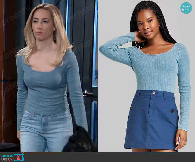 WornOnTV: Josslyn’s blue rib knit top on General Hospital | Eden McCoy ...