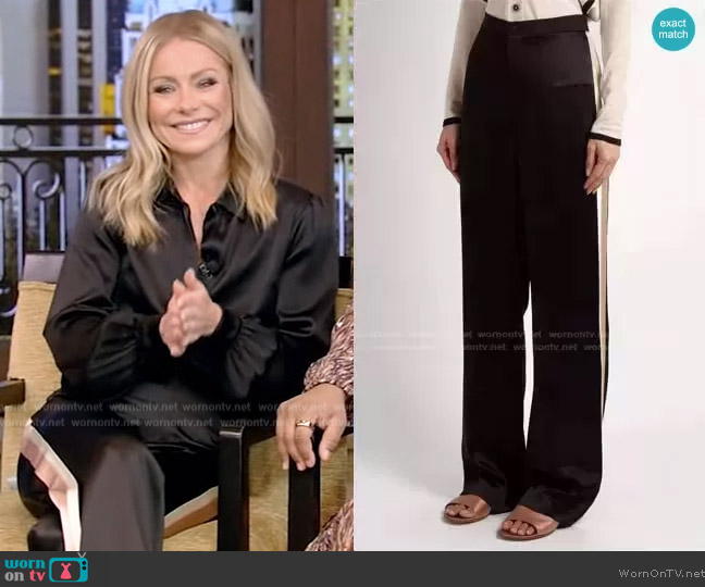 WornOnTV: Kelly’s black side stripe pants on Live with Kelly and Ryan ...