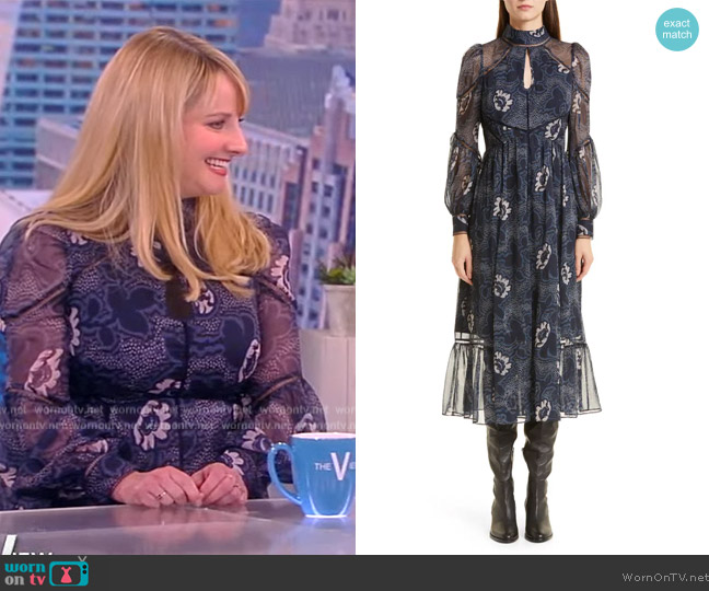 WornOnTV: Melissa Rauch’s blue floral print keyhole dress on The View ...