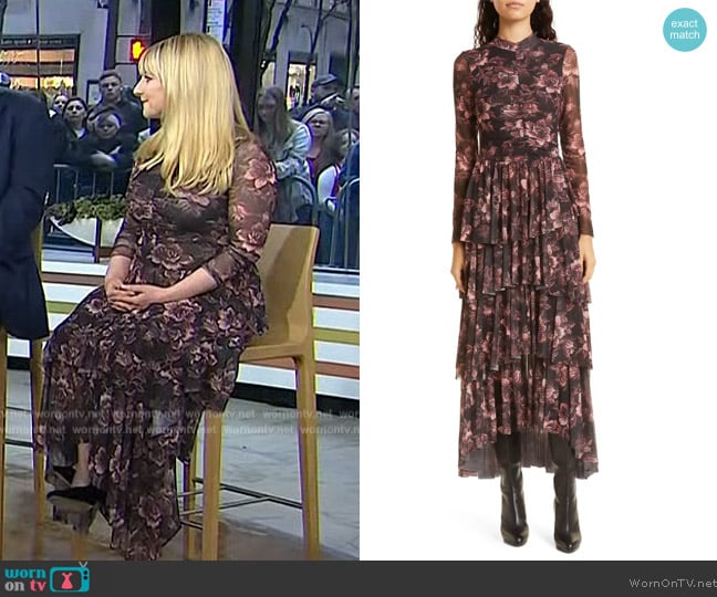 WornOnTV: Melissa Rauch’s black floral ruffle dress by Today | Clothes ...