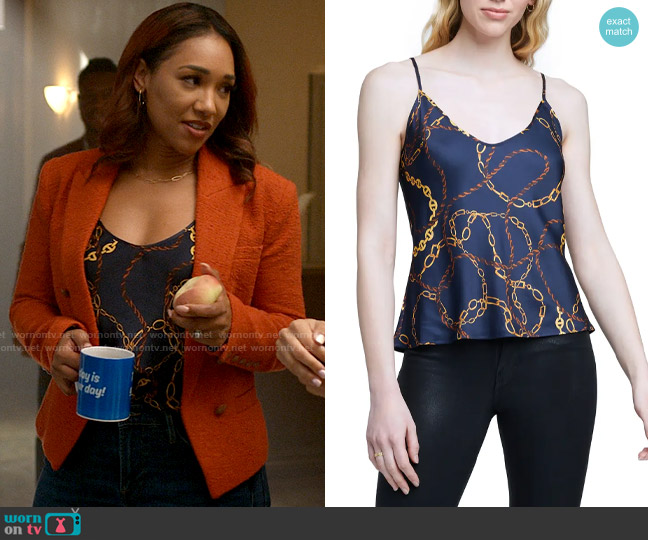 WornOnTV: Iris’s chain print top and orange tweed blazer on The Flash ...