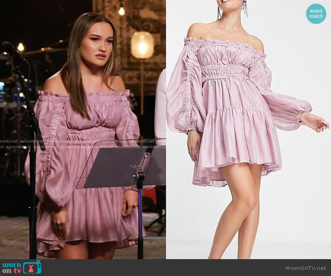 WornOnTV: Kala Banham’s pink ruffled off-shoulder dress on The Voice | Clothes and Wardrobe from TV