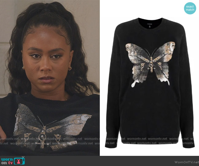 WornOnTV: Keisha’s black butterfly graphic sweatshirt on All American ...