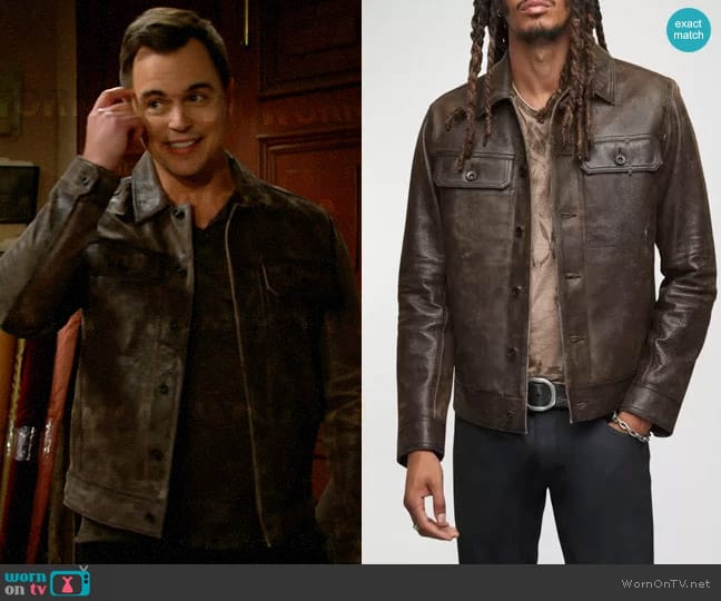 The Saul Leather Trucker Jacket: Wyatt's Key to Effortless Style | WornOnTV