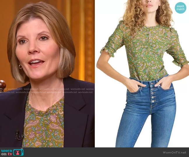 WornOnTV: Kate Snow’s green paisley print top on NBC News Daily ...
