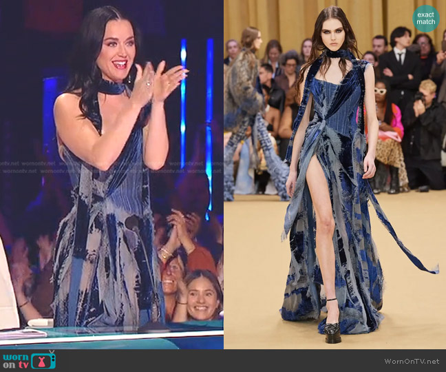 WornOnTV: Katy’s printed denim dress on American Idol | Katy Perry ...