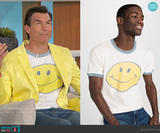 WornOnTV: Jerry’s white smiley face graphic tee on The Talk | Jerry O ...
