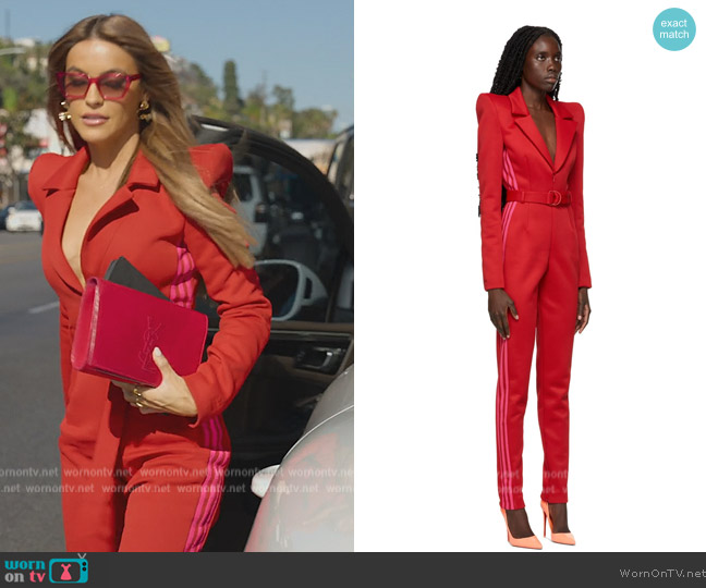 WornOnTV: Chrishell’s red side stripe suit on Selling Sunset ...