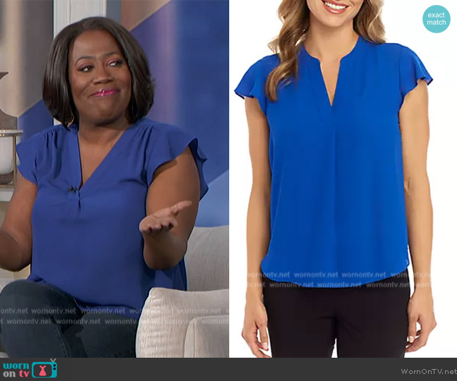 WornOnTV: Sheryl’s blue flutter sleeve top on The Talk | Sheryl ...