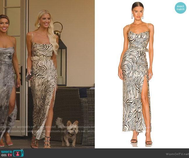 WornOnTV: Emma’s zebra stripe satin dress on Selling Sunset | Emma ...