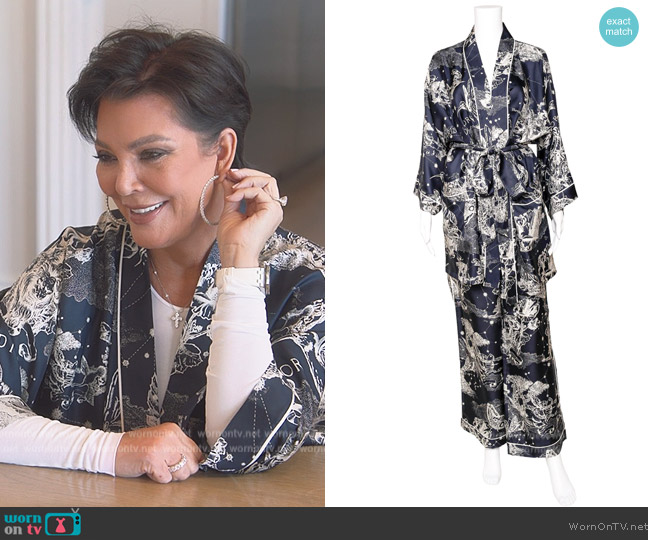 WornOnTV: Kris’s navy printed top and pants on The Kardashians | Kris ...