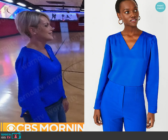 WornOnTV: Jamie Yuccas’s blue v-neck top on CBS Mornings | Jamie Yuccas ...