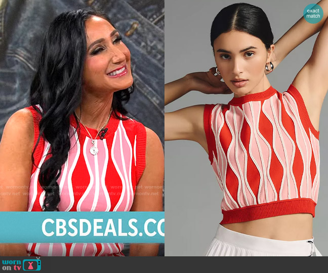 WornOnTV: Elizabeth Werner’s red wavy top on CBS Mornings | Elizabeth ...