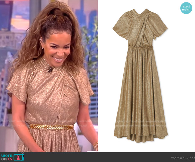 WornOnTV: Sunny’s gold metallic wrap dress on The View | Sunny Hostin | Clothes and Wardrobe from TV