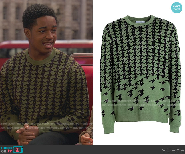 WornOnTV: Booker’s green houndstooth print sweater on Ravens Home | Issac Ryan Brown | Clothes ...