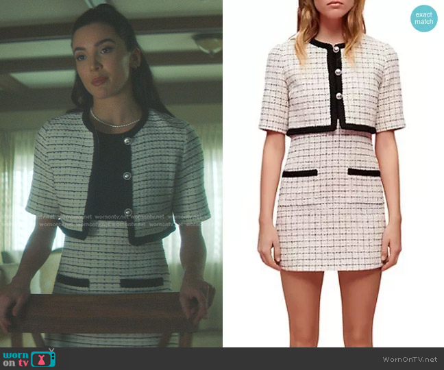 WornOnTV: Bess’s white checked cropped jacket and skirt on Nancy Drew ...