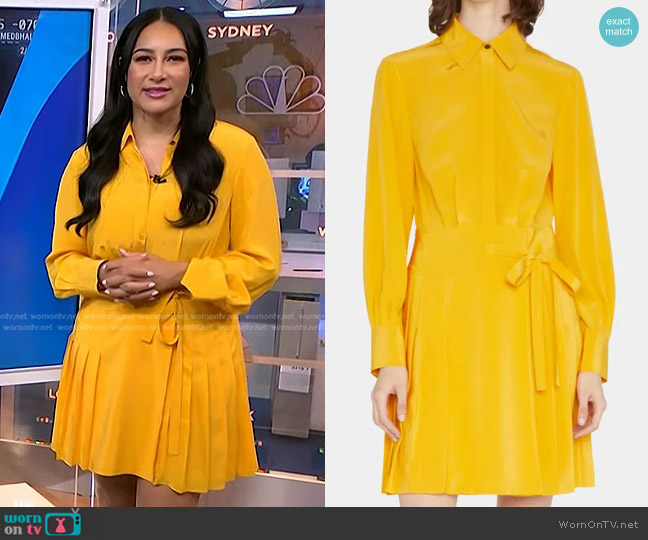 WornOnTV: Morgan’s yellow pleated shirtdress on NBC News Daily | Morgan ...