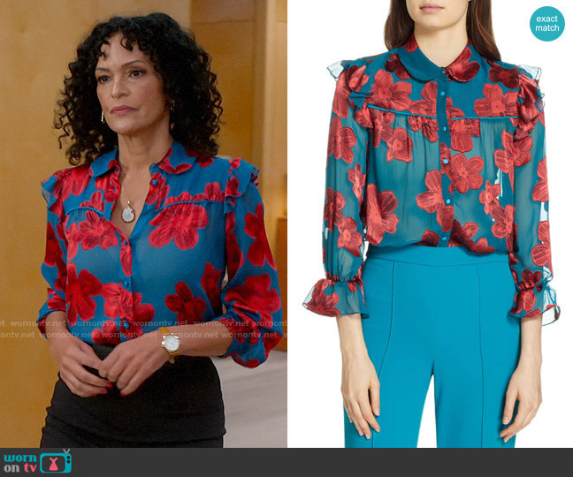 WornOnTV: Francey’s blue and red floral blouse on So Help Me Todd ...