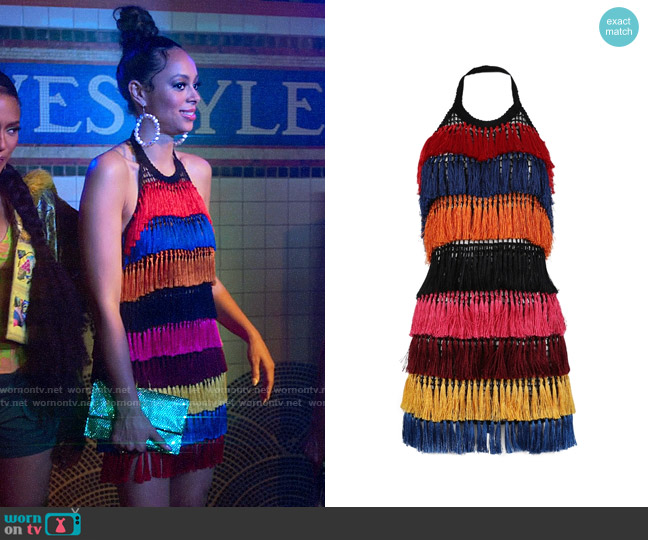 WornOnTV: Whitney’s rainbow fringed dress on Run the World | Amber ...