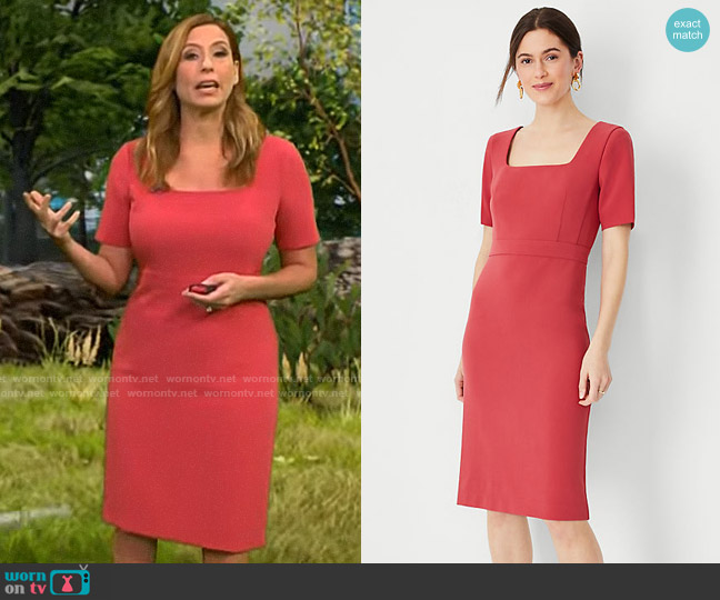 WornOnTV: Stephanie Abrams’s pink square neck sheath dress on CBS ...