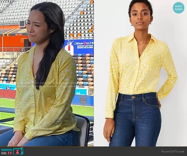 WornOnTV: Emilie’s yellow print button down shirt on Today | Emilie Ikeda | Clothes and Wardrobe ...