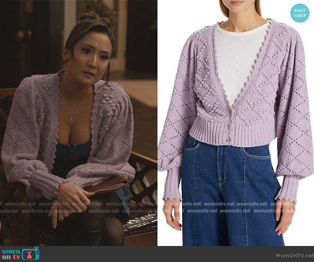 WornOnTV: Kimber’s lavender pointelle knit cardigan on Only Murders in ...