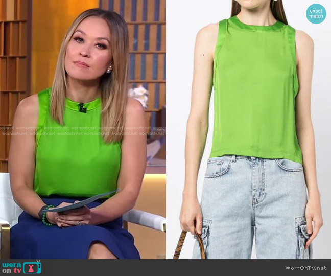 WornOnTV: Eva’s green sleeveless top and blue pencil skirt on Good ...