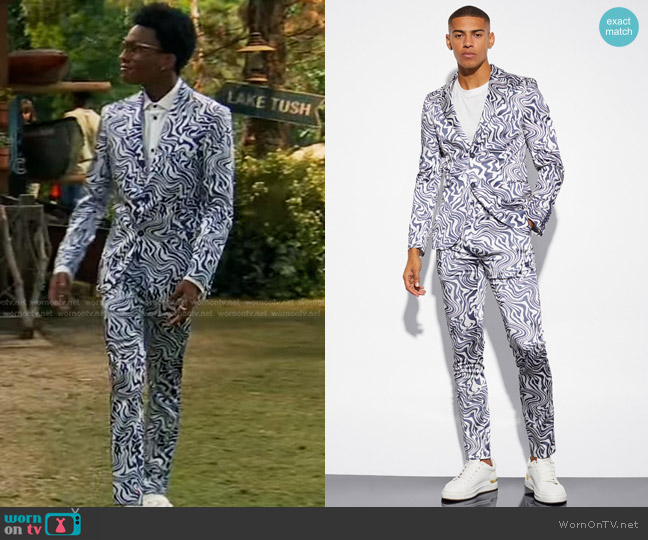 WornOnTV: Norah’s blue swirl print suit on Bunkd | Israel Johnson ...