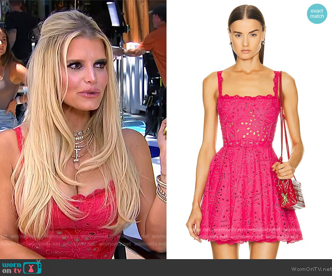 WornOnTV: Jessica Simpson’s pink eyelet mini dress on E! News | Clothes ...