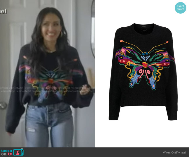 WornOnTV: Jessica Alba’s black butterfly sweater on Good Morning ...