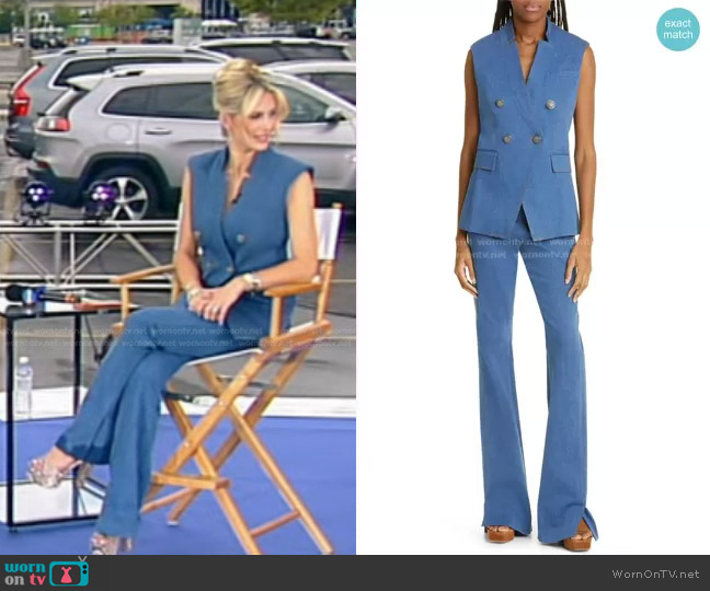WornOnTV: Laura Rutledge’s denim vest and flare jeans on Good Morning ...