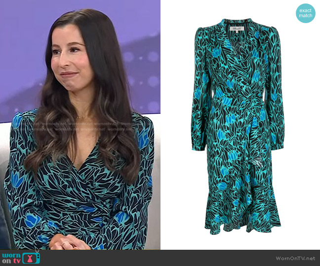 WornOnTV: Morgan Bellock’s turquoise blue floral wrap dress on Today ...