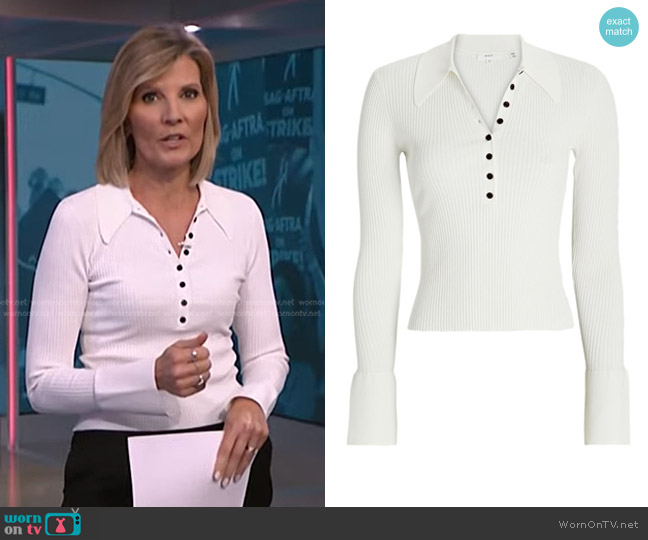 WornOnTV: Kate’s white ribbed polo top on NBC News Daily | Kate Snow ...