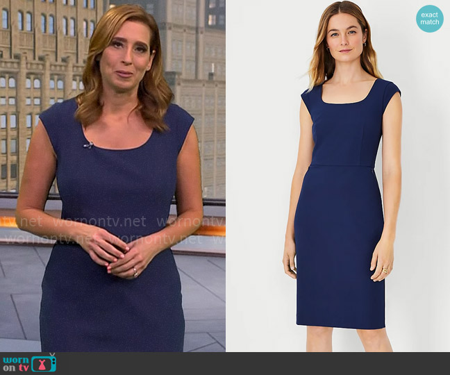 WornOnTV: Stephanie Abrams’ navy scoop-neck sheath dress on CBS ...