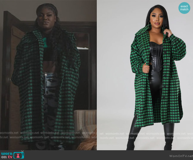 WornOnTV: Lynae’’s green check coat on The Chi | Clothes and Wardrobe ...