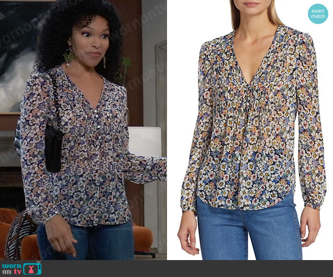 WornOnTV: Portia’s floral v-neck blouse on General Hospital | Brook ...