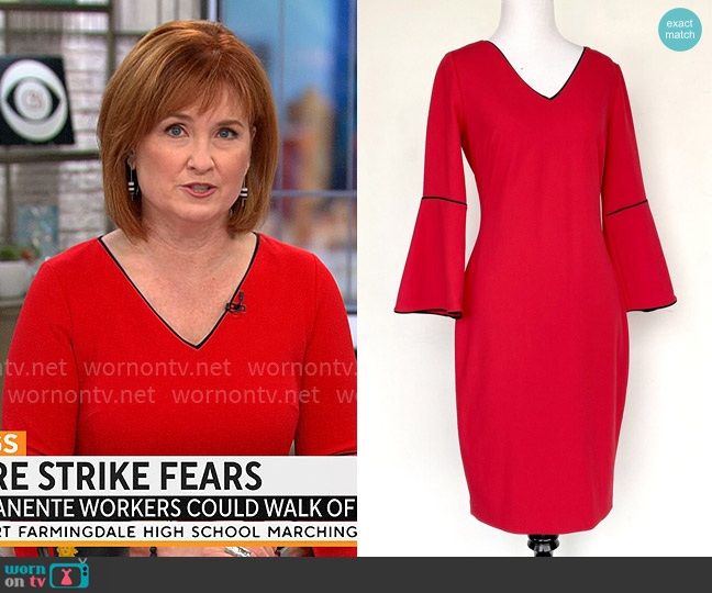 WornOnTV: Anna Werner’s red v-neck dress on CBS Mornings | Anna Werner ...