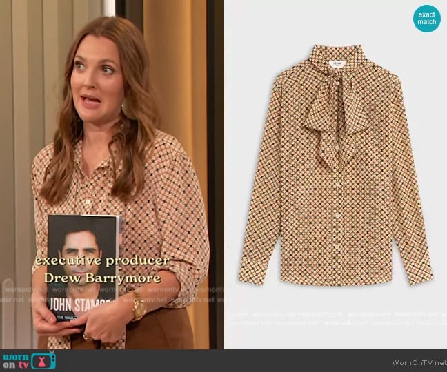 WornOnTV: Drew’s printed tie neck blouse on The Drew Barrymore Show | Drew Barrymore | Clothes ...
